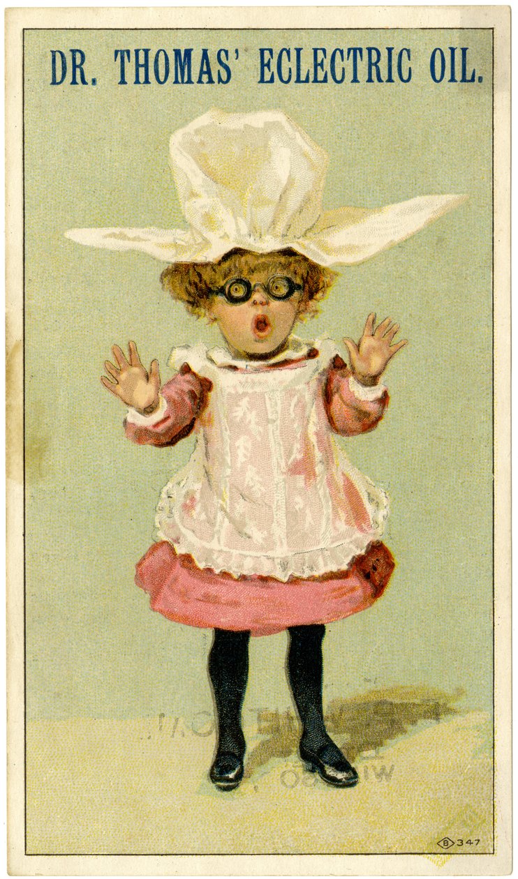 Dr. Thomas Eclectric Oil [vizitka], kolem 1880-1910 (barevné lito ...