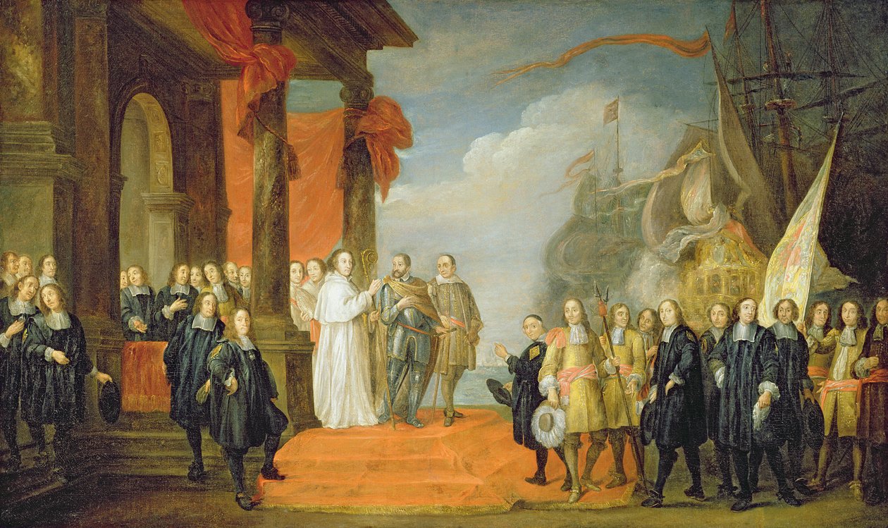 Karel V. (1500-58) opouštějící město Dort
