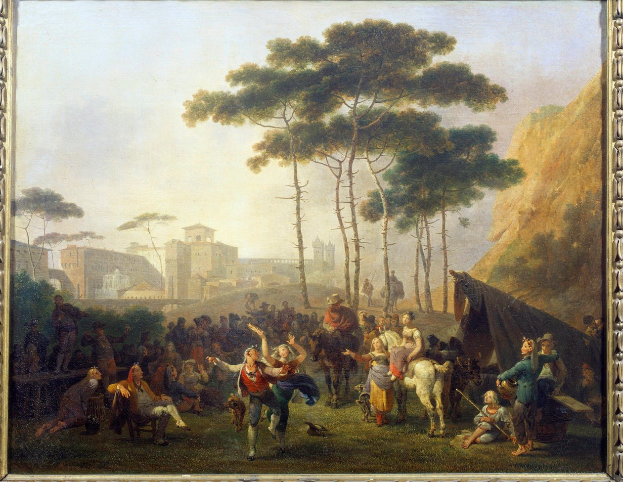 Malba vesnického tance od Nicolase Taunaye (1755-1830) Remeš z 19 ...