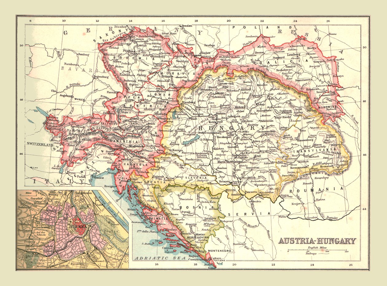 Mapa Rakousko-Uherska, 1902. | Unbekannt